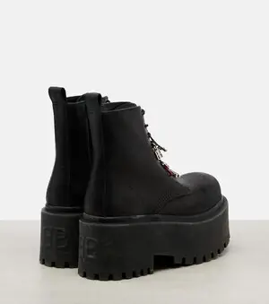 Balenciaga Embellished Leather Platform Combat Boots