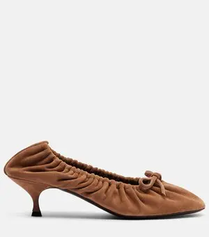 HERBERT LEVINE Gather Around Suede Pumps - Brown