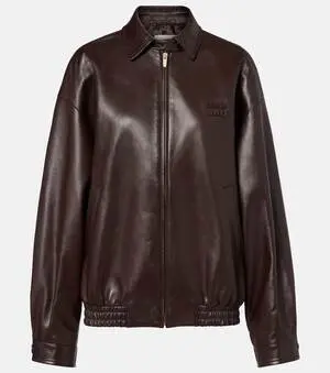 Miu Miu Logo Leather Jacket