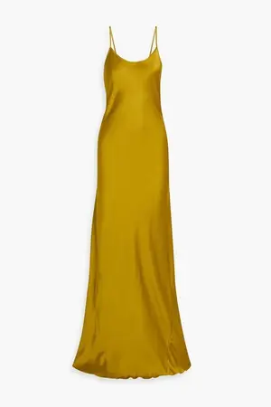 Victoria Beckham Cutout Satin-crepe Gown - Mustard