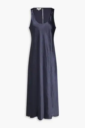 Vince Crinkled Satin Midi Dress - Navy