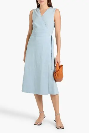Theory Linen-blend Midi Wrap Dress