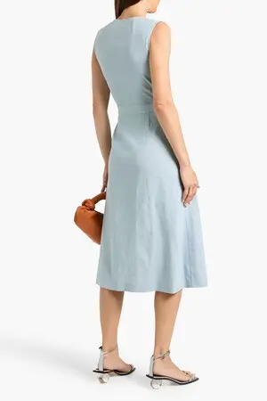Theory Linen-blend Midi Wrap Dress