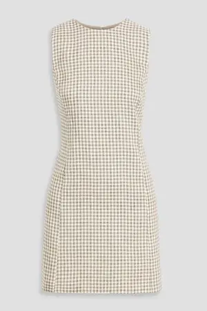 Theory Checked Linen-blend Mini Dress