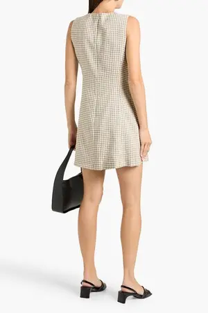 Theory Checked Linen-blend Mini Dress