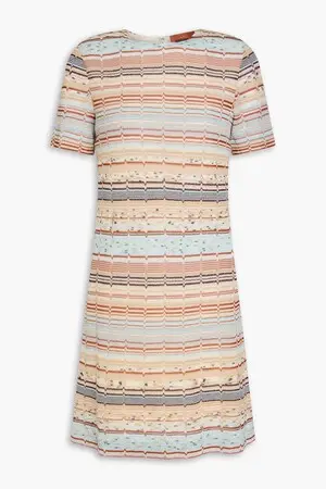 Missoni Metallic Crochet-knit Mini Dress - Neutral