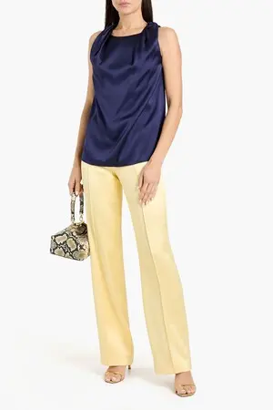 Another Tomorrow Satin Straight-leg Pants - Pastel Yellow