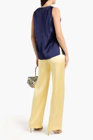 Another Tomorrow Satin Straight-leg Pants - Pastel Yellow