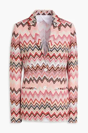 Missoni Crochet-knit Cotton-blend Blazer - Coral