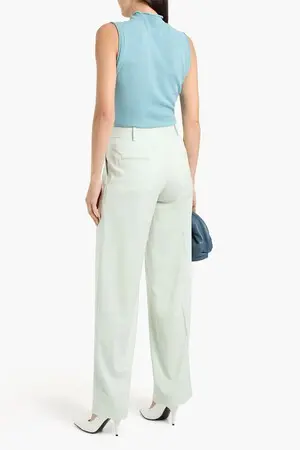 Another Tomorrow Wool-blend Wide-leg Trousers - Mint