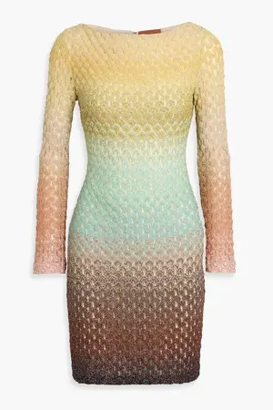 Missoni Metallic Crochetknit Mini Dress - Mint