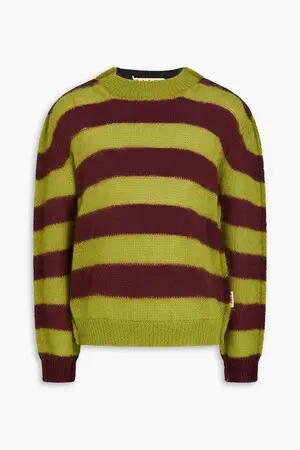 Marni Striped Mohair-blend Sweater - Leaf Green