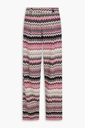 Missoni Metallic Crochet-knit Straight-leg Pants - Magenta