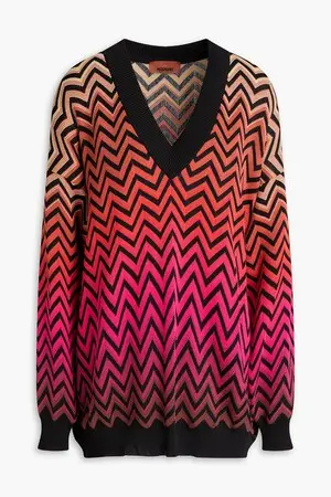 Missoni Crochet-knit Cotton-blend Sweater - Fuchsia