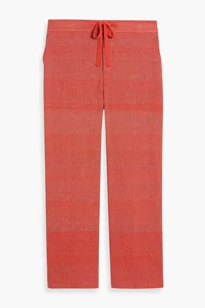 THE ELDER STATESMAN Blanket Striped Intarsia Cashmere Drawstring Pants - Papaya