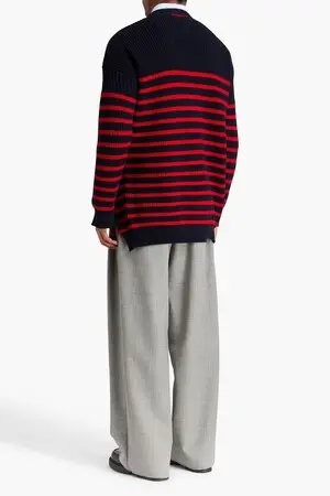 Marni Distressed Striped Ribbed Wool Cardigan