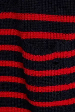 Marni Distressed Striped Ribbed Wool Cardigan
