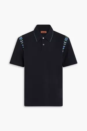 Missoni Crochettrimmed Cottonpiqué Polo Shirt - Midnight Blue