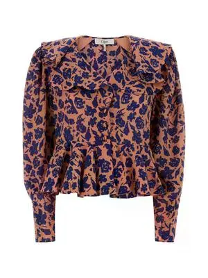 Chloé V-neck Ruffled Blouse - Brown