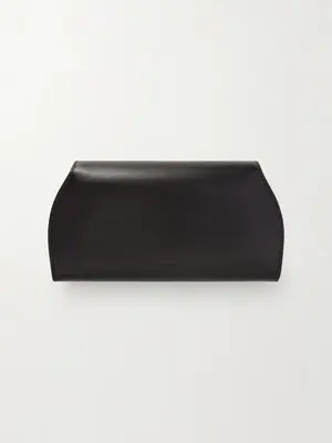 THE ROW Curved Leather Clutch - Black