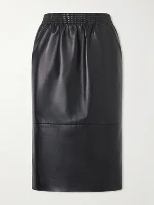 Chloé Gathered Leather Pencil Skirt