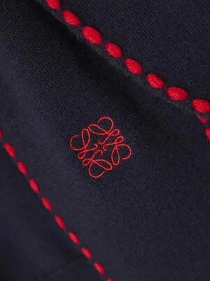 Loewe Tie-detail Embroidered Knitted Top - Blue