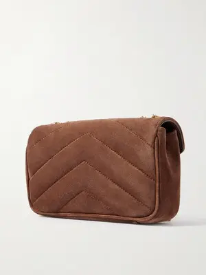 Saint Laurent Loulou Mini Matelassé Shoulder Bag - Brown