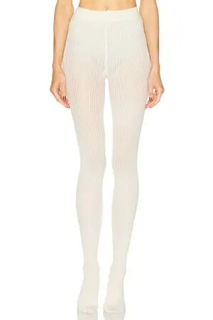 Swedish Stockings Zoe Ribbed Tights - Ivory
