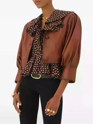 Chloé Puff-sleeve Leather Jacket - Brown