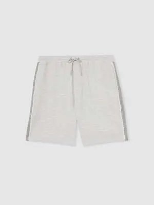 REISS Emilio Textured Side-stripe Drawstring Shorts - Grey Melange