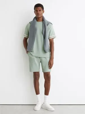 REISS Emilio Textured Side-stripe Drawstring Shorts - Mint Green