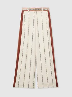 REISS Chain-print Wide-leg Trousers
