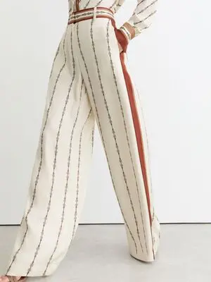 REISS Chain-print Wide-leg Trousers