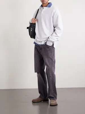 Acne Studios Embroidered Organic Cotton-blend Jersey Henley Sweatshirt