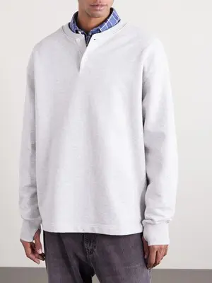 Acne Studios Embroidered Organic Cotton-blend Jersey Henley Sweatshirt