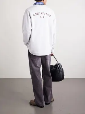 Acne Studios Embroidered Organic Cotton-blend Jersey Henley Sweatshirt