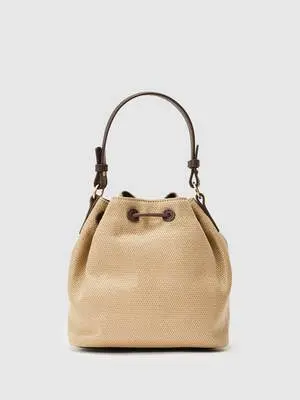 REISS Evie Raffia-effect Drawcord Bucket Bag