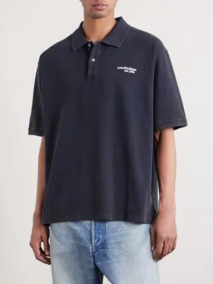 Acne Studios Egnes Logo-embroidered Cotton Piqué Polo Shirt - Black