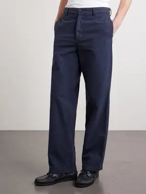 Barena Venezia Straight-leg Garment-dyed Cotton Trousers - Blue