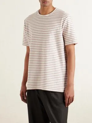 Mr P. Striped Ribbed Cotton-jersey T-shirt - Pink