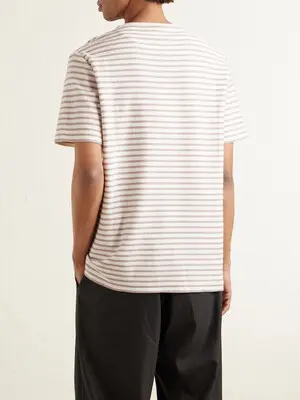 Mr P. Striped Ribbed Cotton-jersey T-shirt - Pink