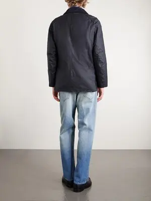 Barbour Ashby Corduroy-trimmed Waxed-cotton Jacket - Black