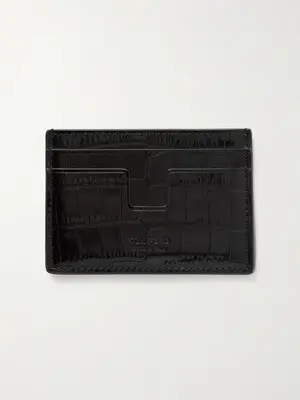 TOM FORD Croc-effect Patent-leather Cardholder - Brown