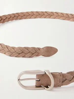 Brunello Cucinelli Woven Suede Belt - Neutrals