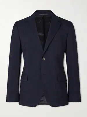Mr P. Checked Wool-blend Suit Jacket - Blue