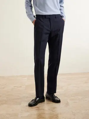 Mr P. Straight-leg Checked Wool-blend Suit Trousers