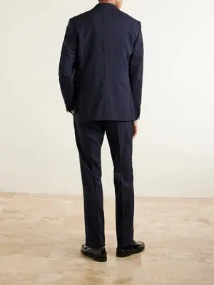 Mr P. Straight-leg Checked Wool-blend Suit Trousers