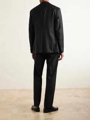 Mr P. Mike Straight-leg Grain De Poudre Wool Suit Trousers