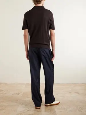 Mr P. Merino Wool Polo Shirt - Brown