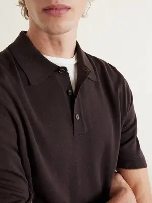Mr P. Merino Wool Polo Shirt - Brown